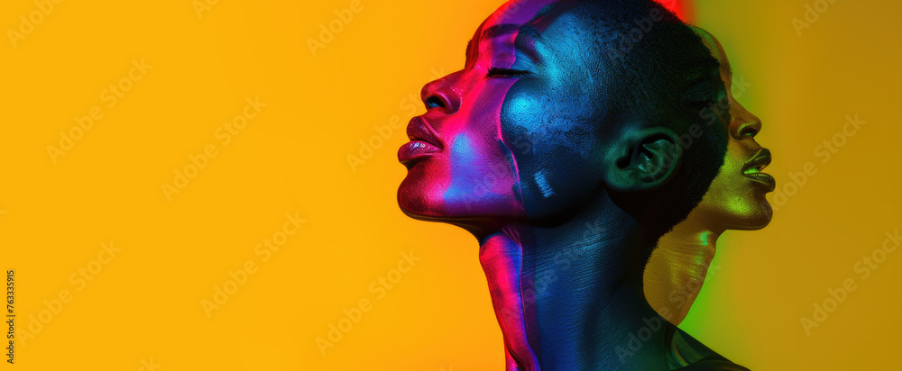Two profiles with neon paint, depicting gender fluidity and the ...