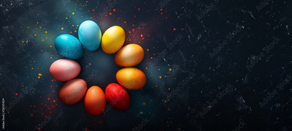 Abstract and minimalist portrayal of Easter eggs as a celestial ...