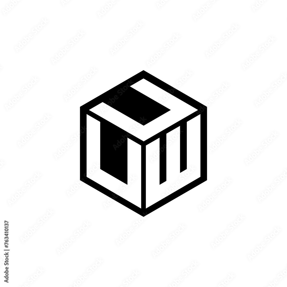 UWU letter logo design with white background in illustrator, cube logo ...