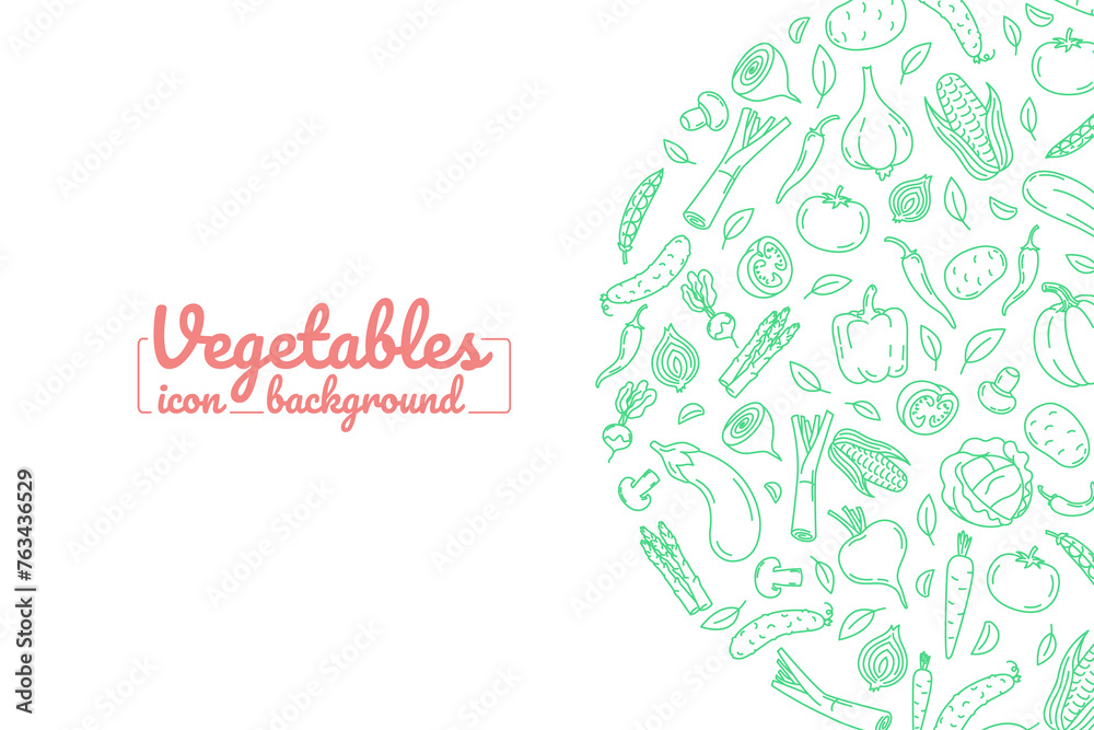 Vegetables line icons background in circle composition. Illustration ...