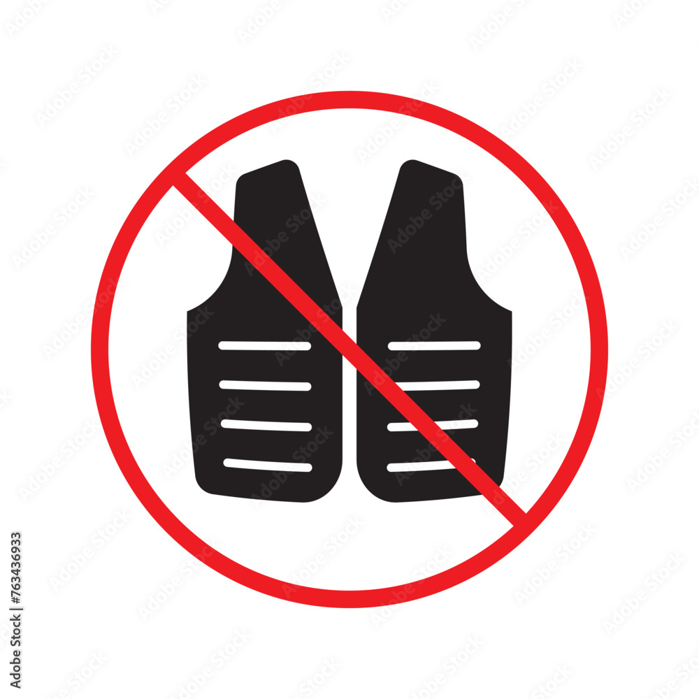 Forbidden safety vest icon. Do not use sonstruction vest flat sign ...