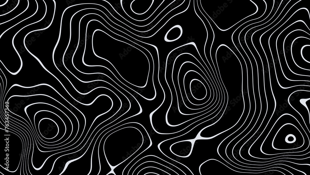 Abstract 3D Landscape topographic outline terrain maps on black ...