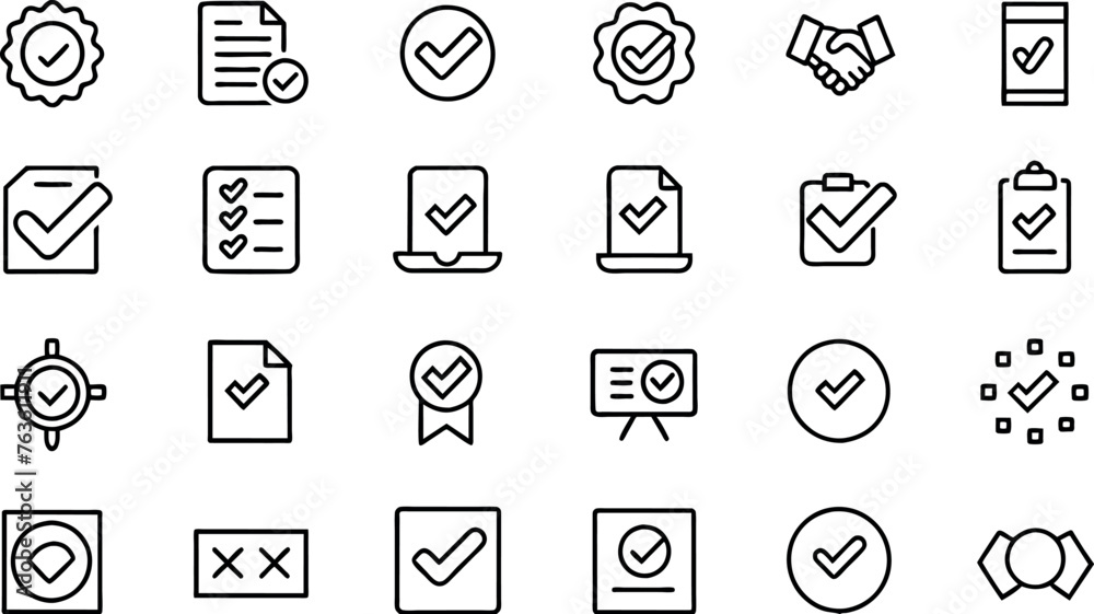 Check mark icon set. Included the icons as correct, verified ...