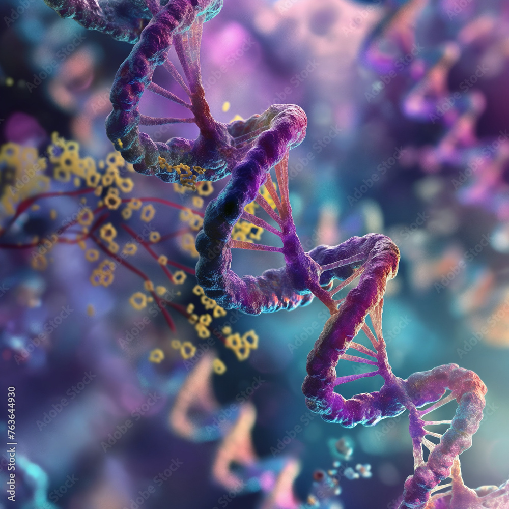 dna rna trhough the electron microscope colorful realistic render Stock ...