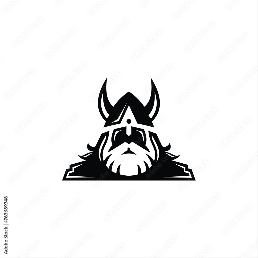 Desain logo viking. Simbol prajurit Nordik. Lambang Norseman bertanduk ...