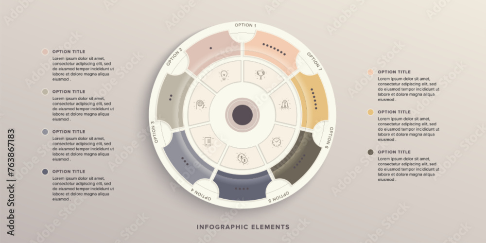 Business process chart infographics with 7 step circles. Round workflow ...