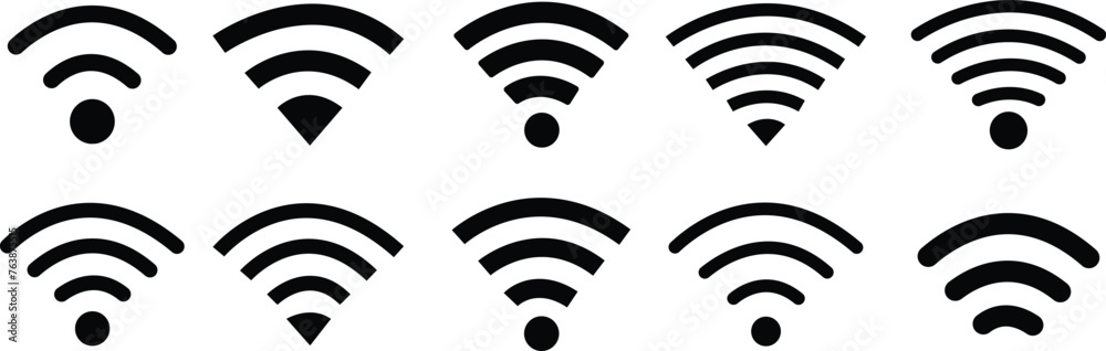 Set of Wireless Network icons Fill styles. Depicting symbols related to ...