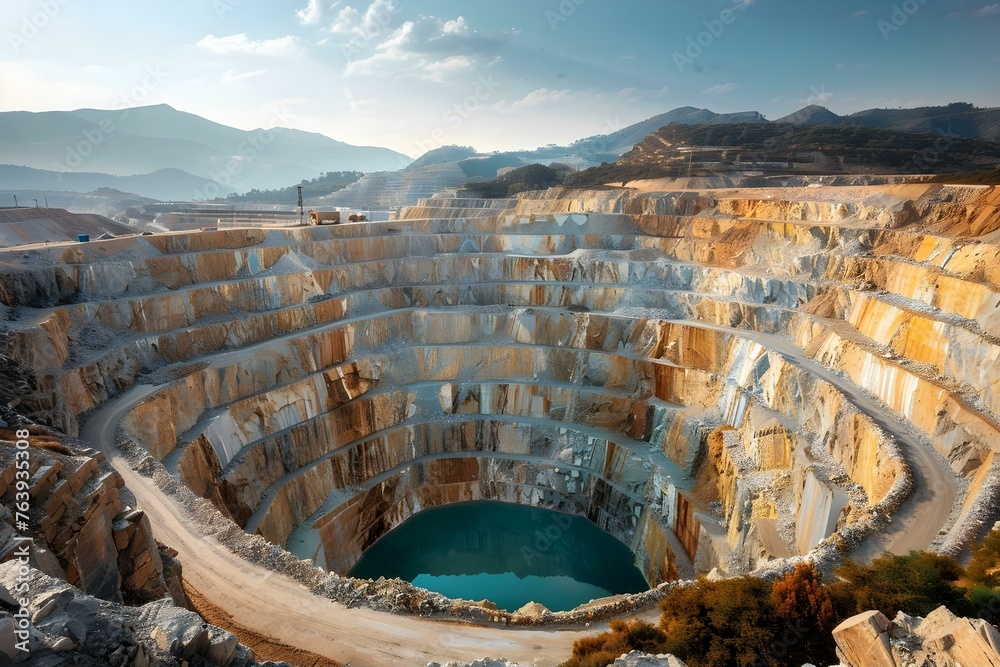 An expansive openpit mine showcasing the worlds largest copper ...
