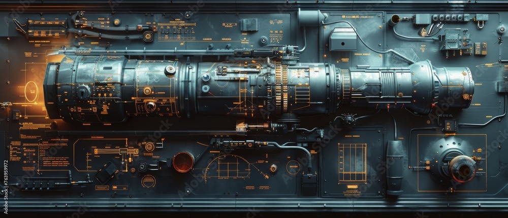 Dismantled Mechanical Cannon Design a 2D game UI background featuring ...