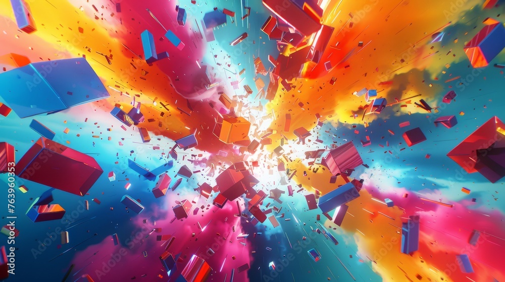 Pop art explosion vibrant colors and iconic imagery clashing in a ...