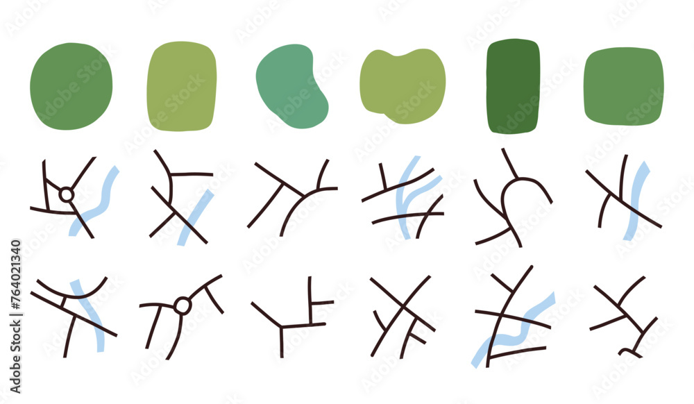 Set of map creator elements, cartoon flat vector illustration isolated ...