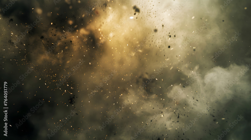 Abstract illustration of explosion or natural disaster with smoke ...