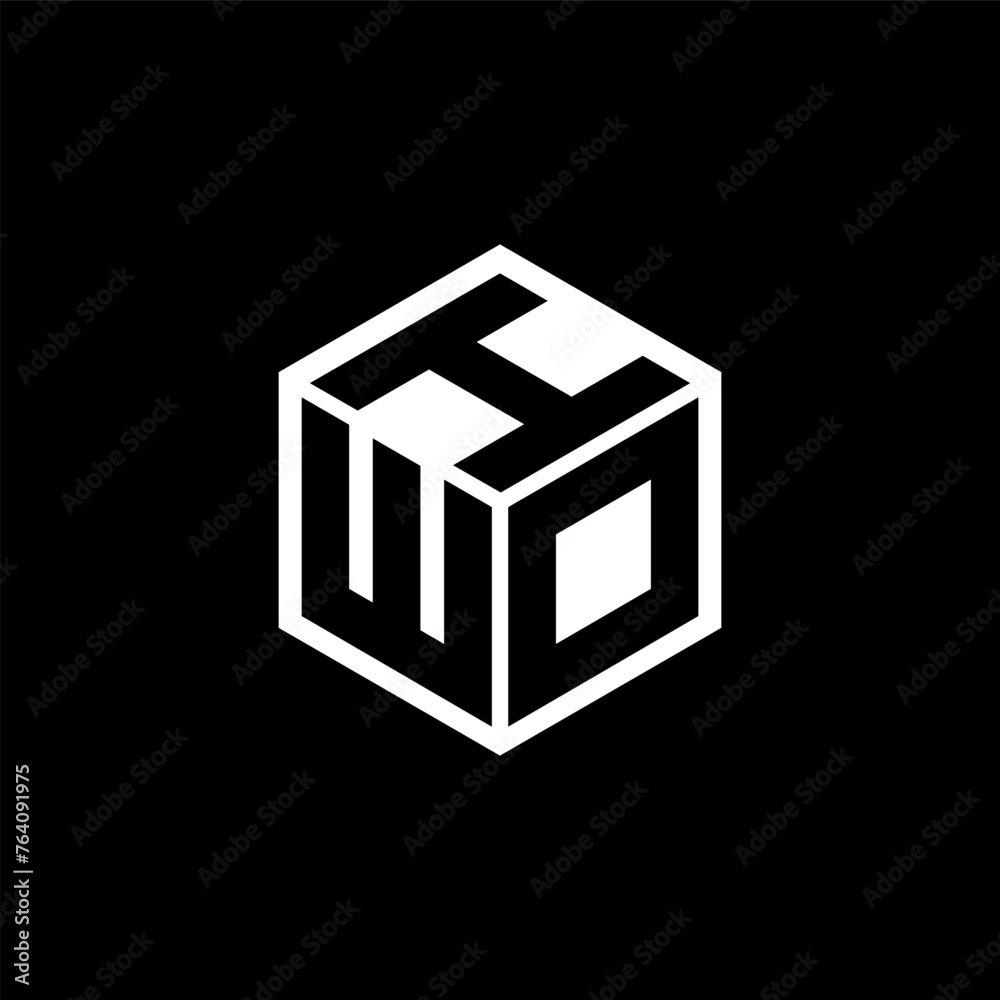WDI letter logo design with black background in illustrator, cube logo ...