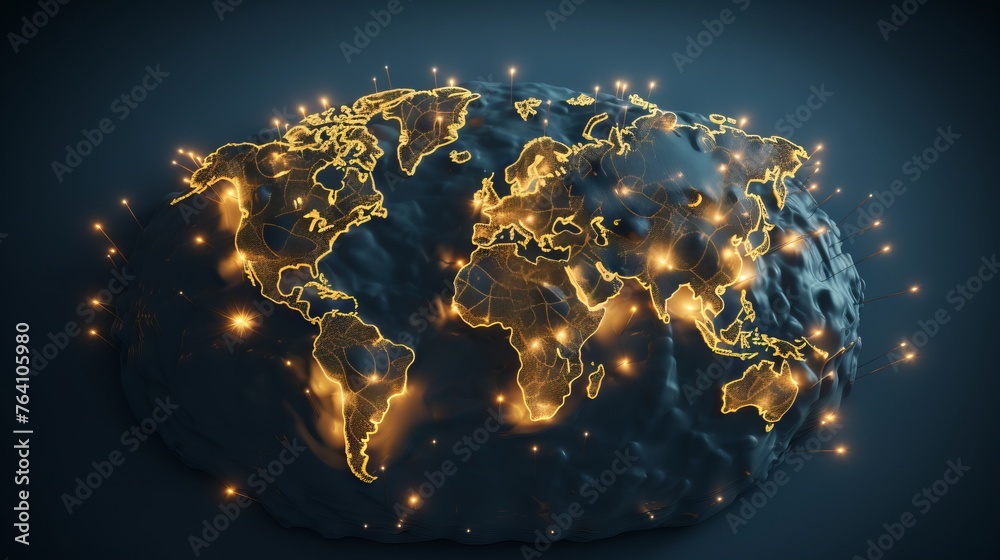 Glowing map shows where countries share energy, glowing map of the ...
