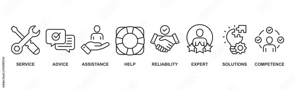 Support banner web icon vector illustration concept with icon Stock ...