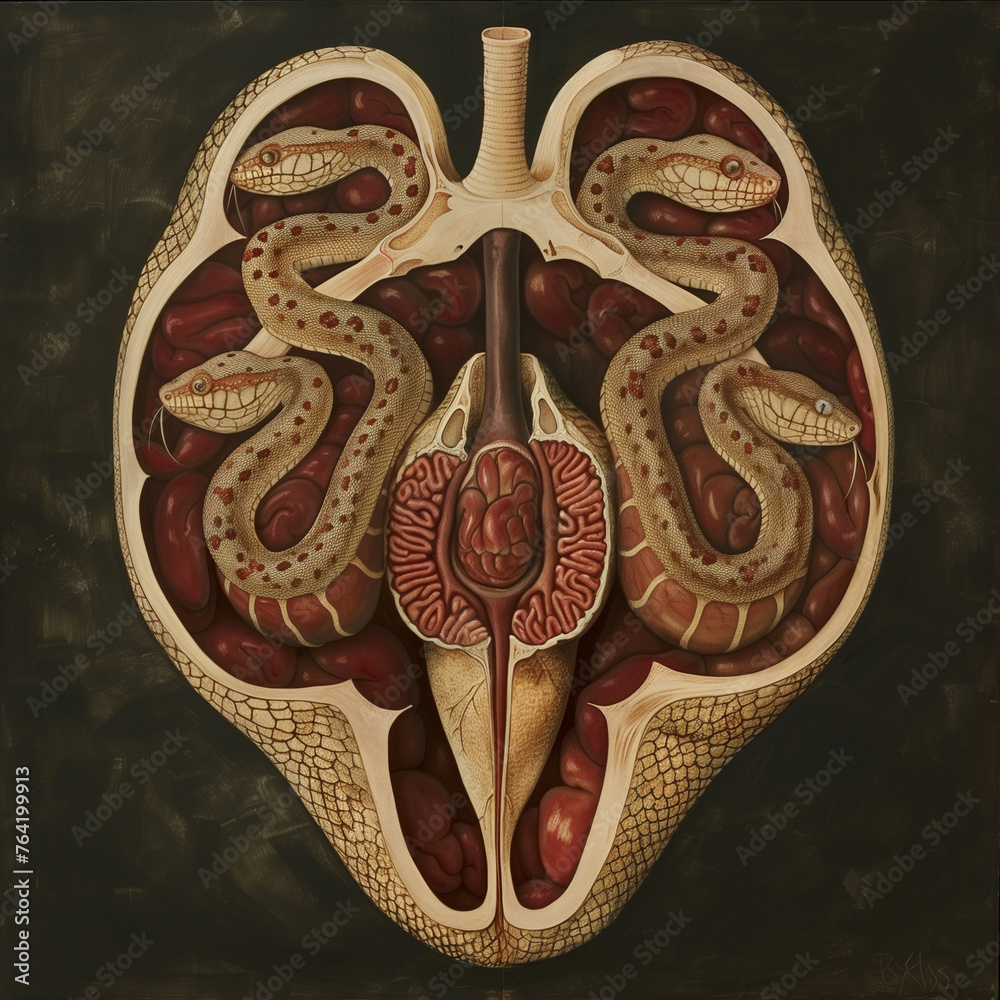 abstract image of the organs of the female reproductive system with a ...