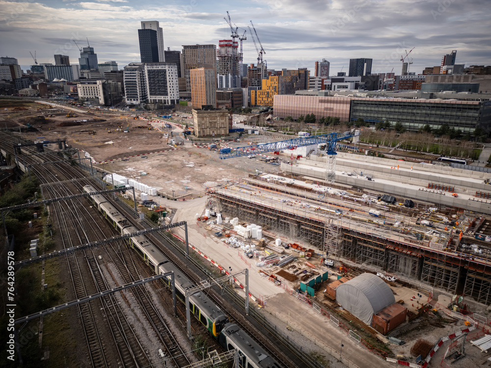 BIRMINGHAM, UK - MARCH 20, 2024 - Aerial drone view of Birmingham ...