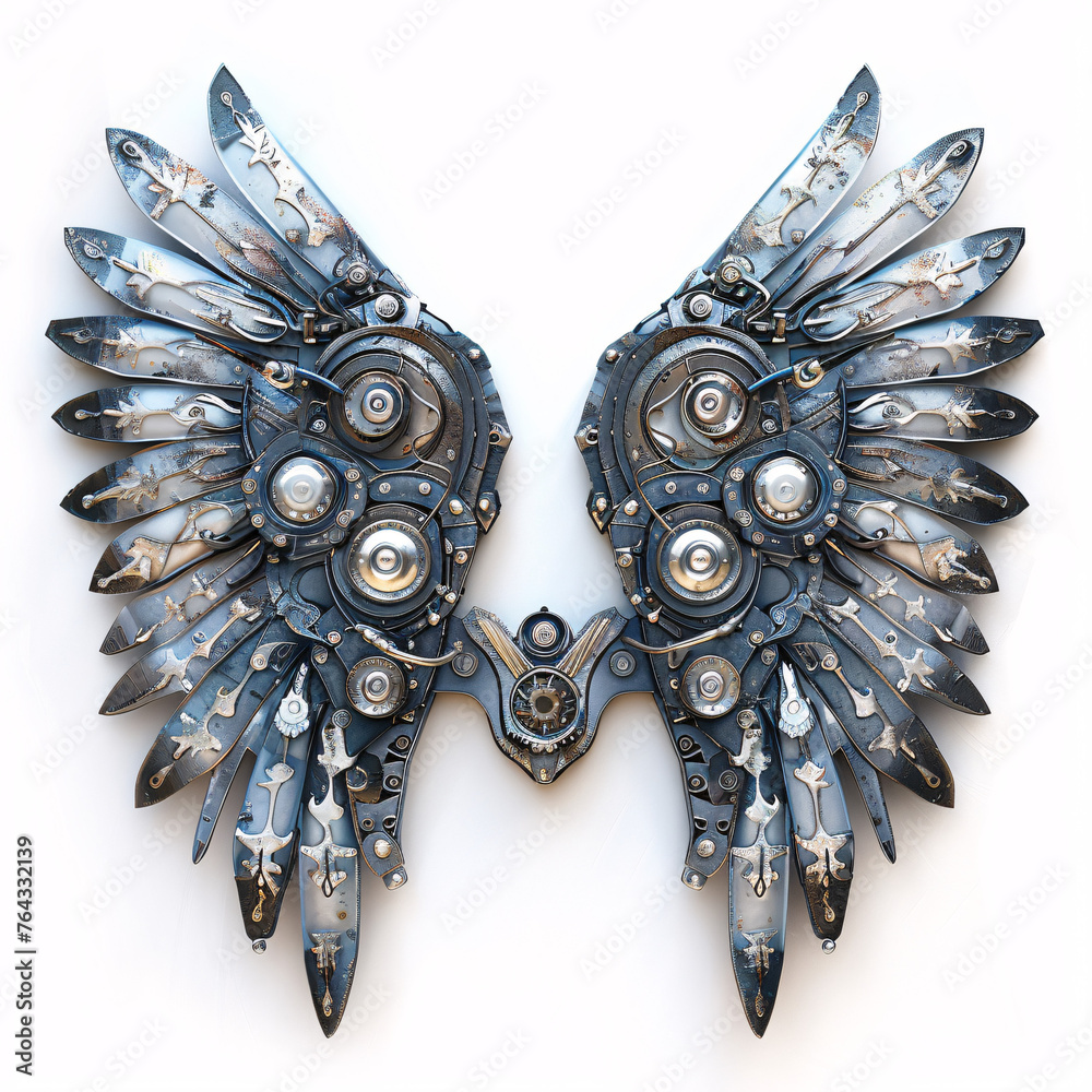 These meticulously crafted mechanical wings are composed of ...