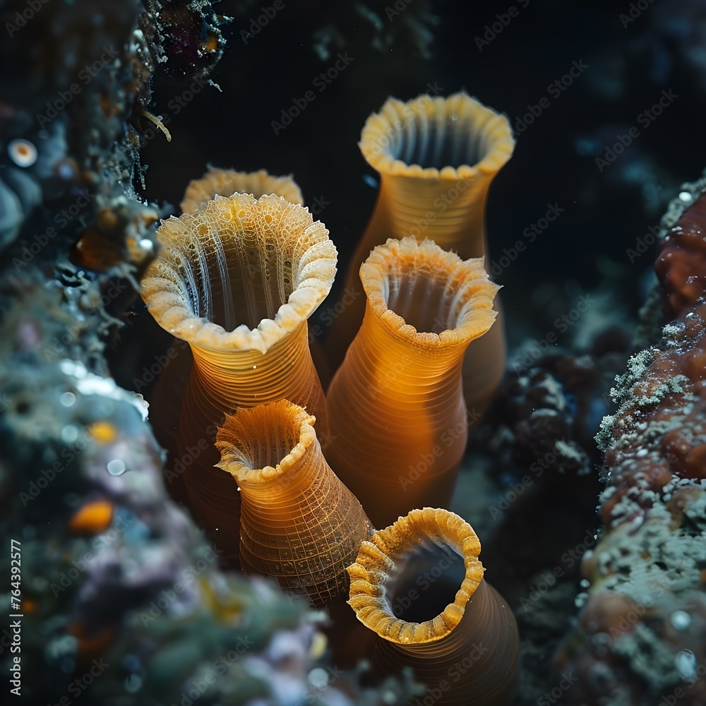 Tube worms dancing gracefully near a hydrothermal vent. Concept ...