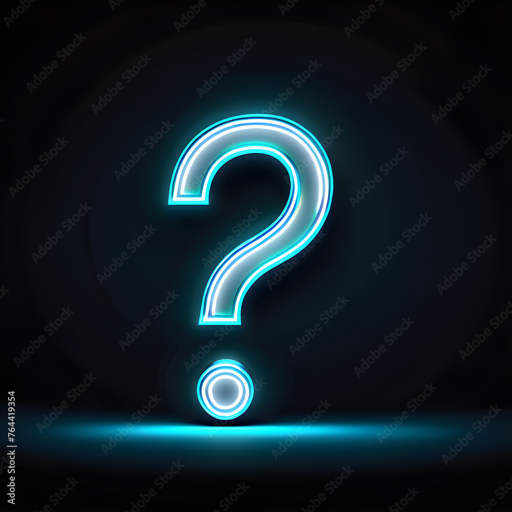 Ilustración de Stock Neon Question Mark Icon: Illuminated Symbol for ...