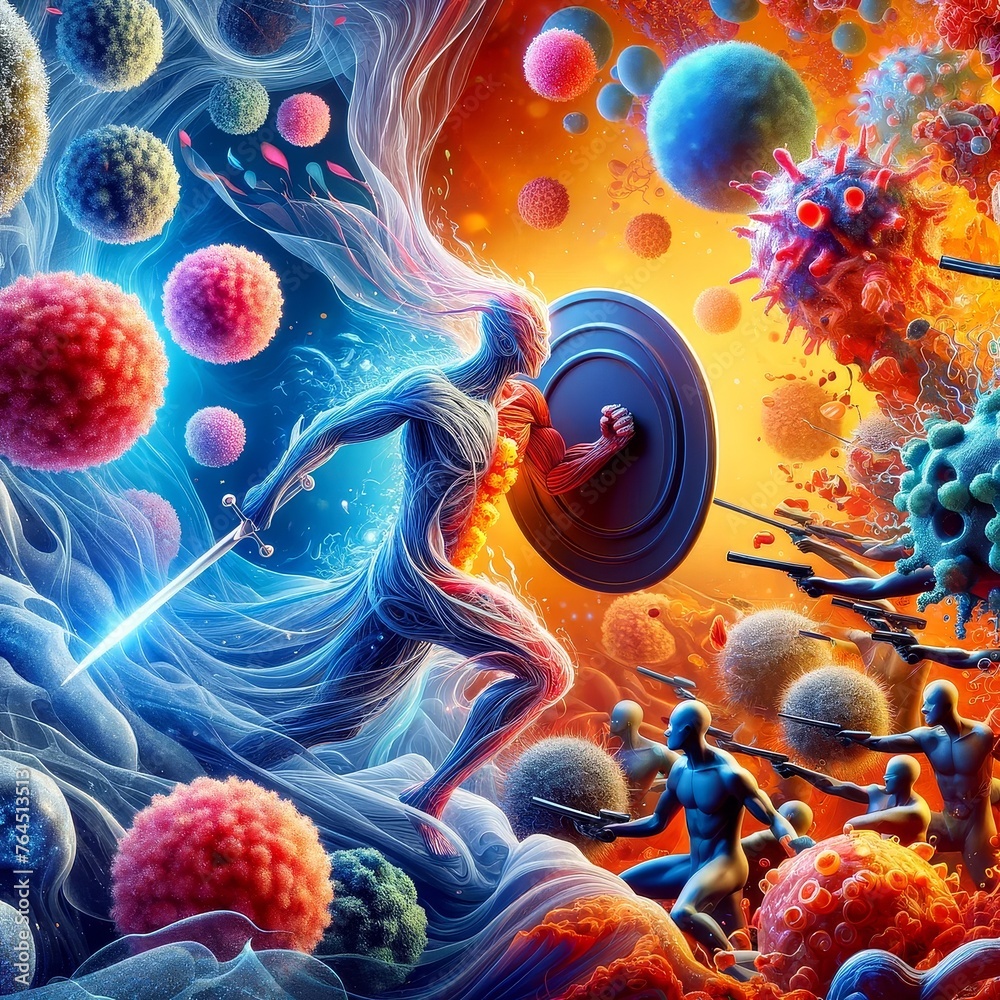 Concept art showing the abstract idea of the body immune system ...
