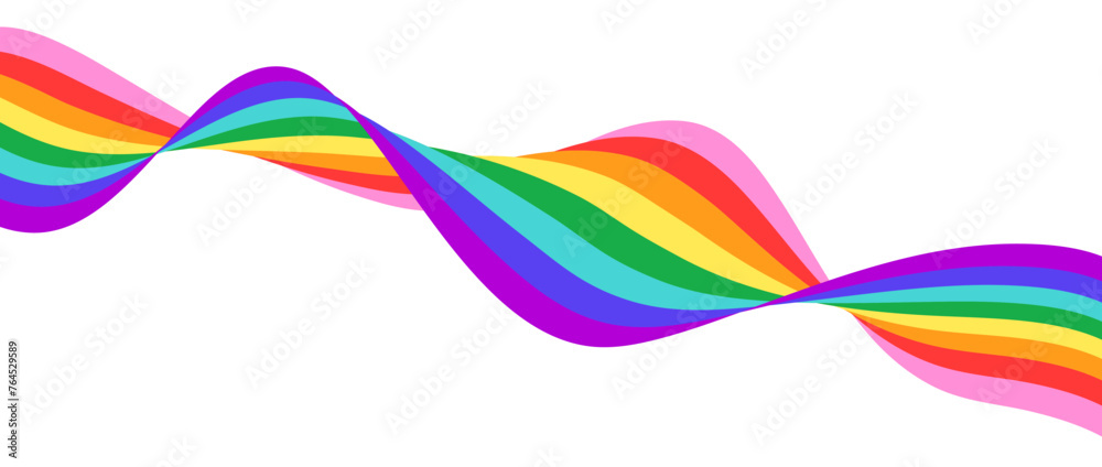 LGBTQ Pride month flag stripe. Rainbow wavy flowing ribbon design ...