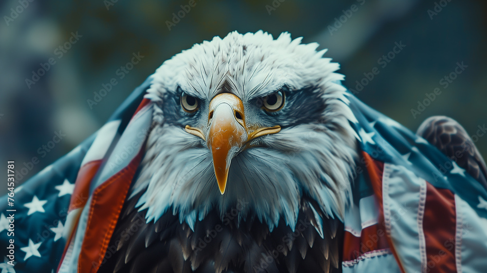 Bald eagle, american flag with background, The of symbol 4 July ...