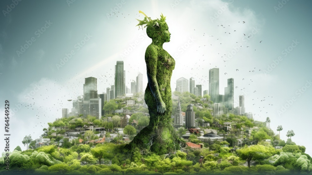 Sustainable environment concept. The image depicts human thinking ...