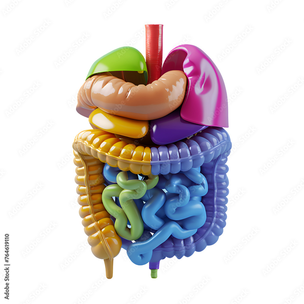 Human Organ Model, Digestive System, PNG Cutout Isolated on a ...
