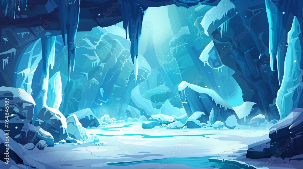 Cartoon ice cave background cartoon style Stock Illustration | Adobe Stock