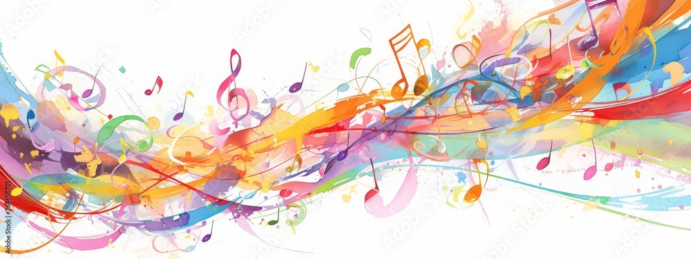 Abstract music notes background vector illustration with watercolor ...
