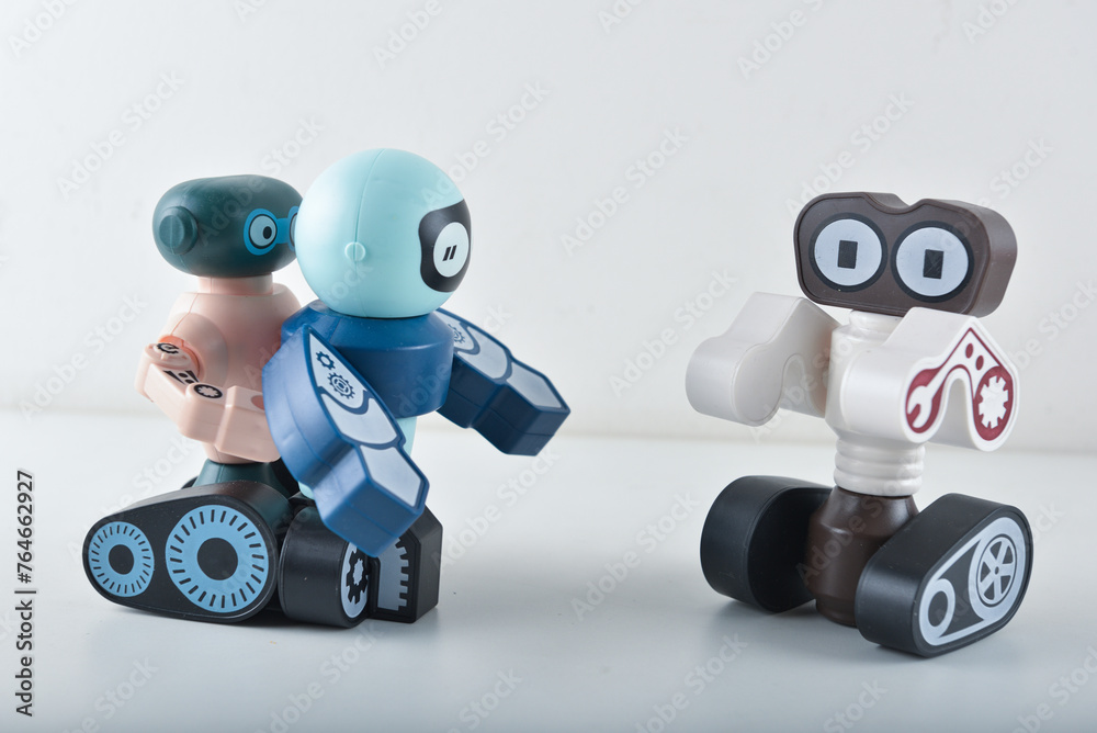 Robot family, father robot, mother robot and baby robot playing ...