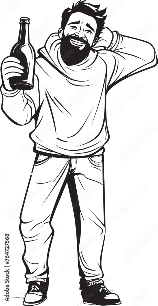 IntoxiFriend Vector Graphics of a Drunken Man Finding Comfort in His ...