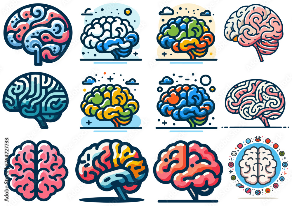 Neuroscience Cerebral Vector Clip Art Brains - Brain Cutouts Collection ...