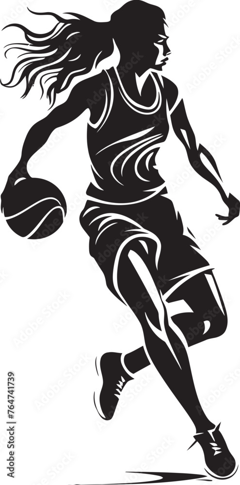 Ballin Belle Vector Icon Illustrating a Female Basketball Player ...