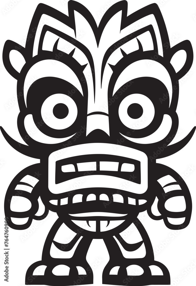 Tiki Tango Full Body Thick Lineart Vector Graphic of Tiki Dancers ...