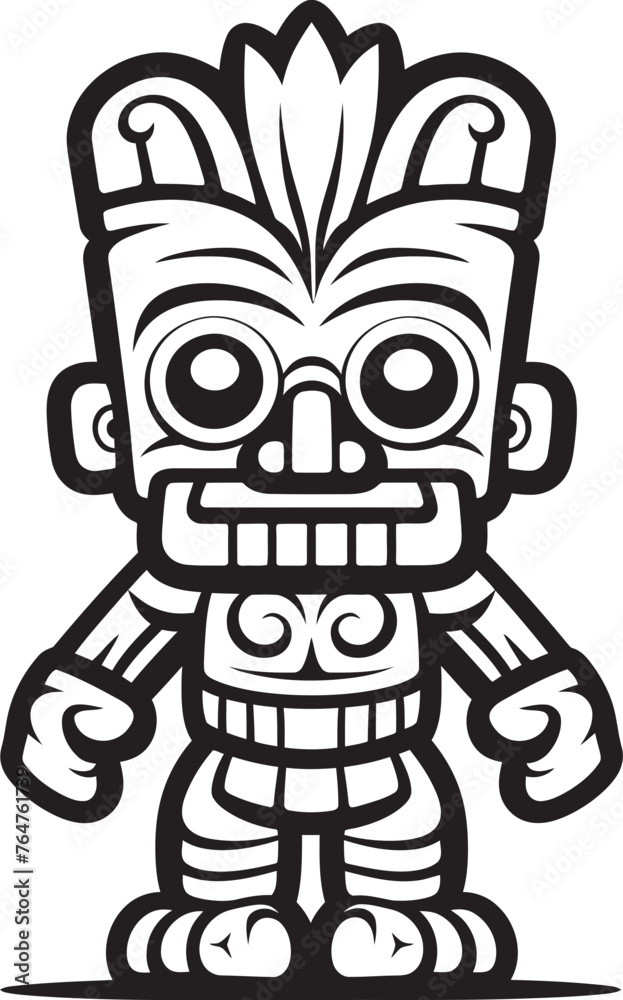 Tiki Tempo Vibrant Vector Graphic Showcasing a Full Body Thick Lineart ...