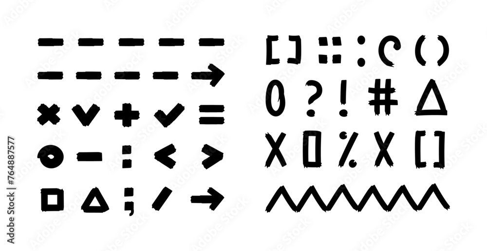 Hand-drawn set black highlight marker lines, underlines, arrows ...