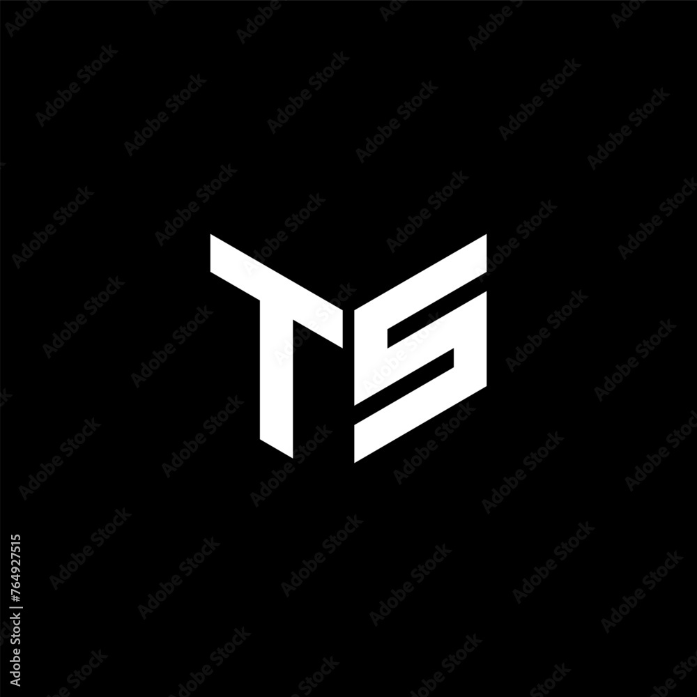 TS letter logo design with black background in illustrator, cube logo ...