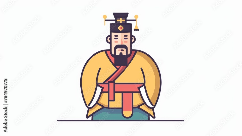 Angry Korean king character who made Korean letters in flat design ...