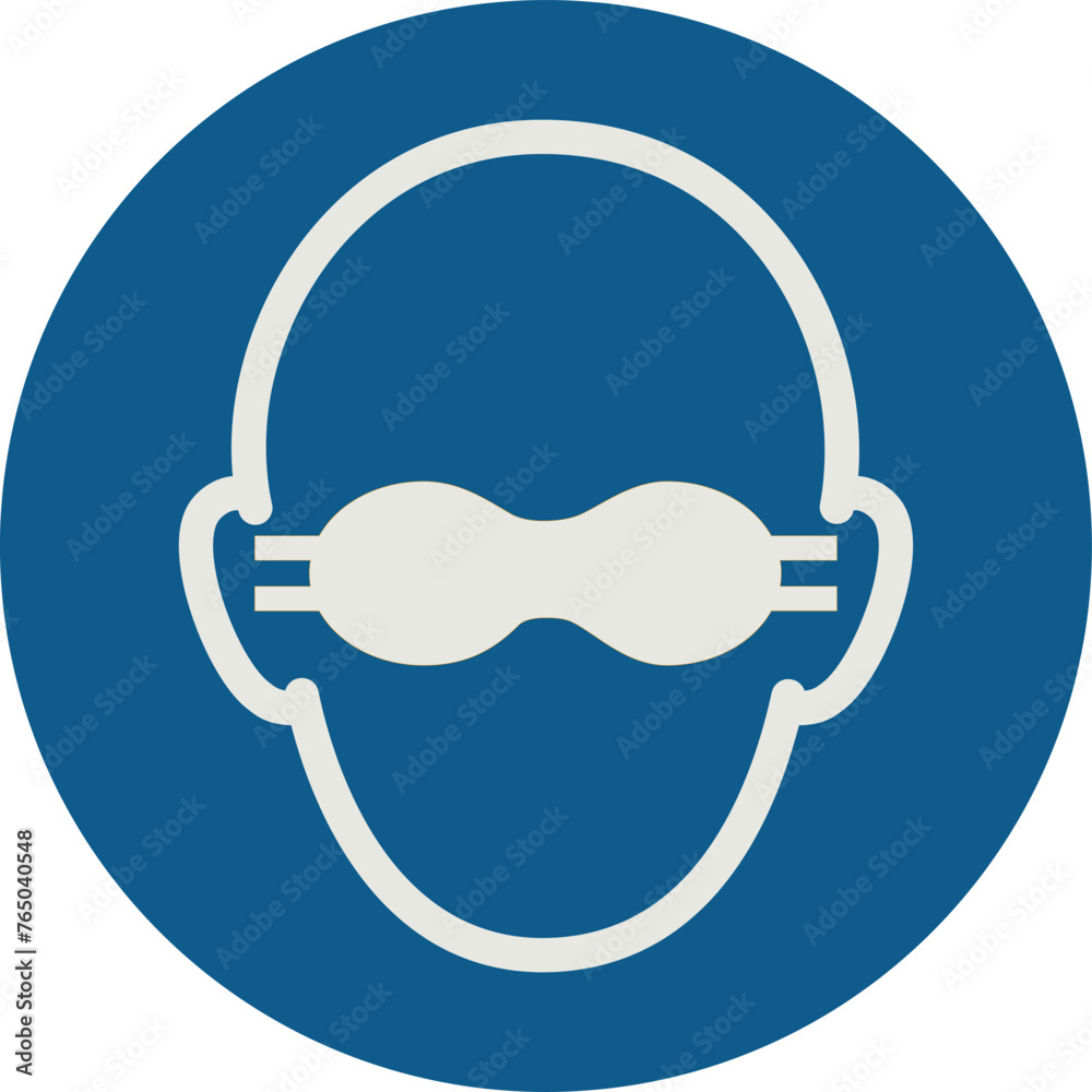 OBLIGATION SIGN PICTOGRAM, OPAQUE EYE PROTECTION MUST BE WORN ISO 7010 ...