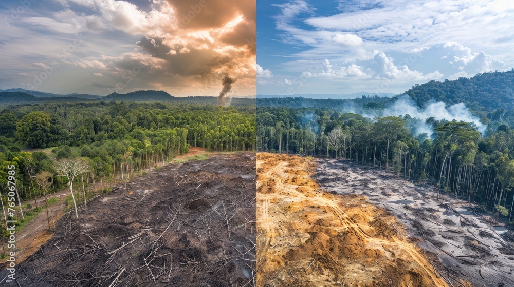 A captivating before-and-after comparison of an area affected by ...