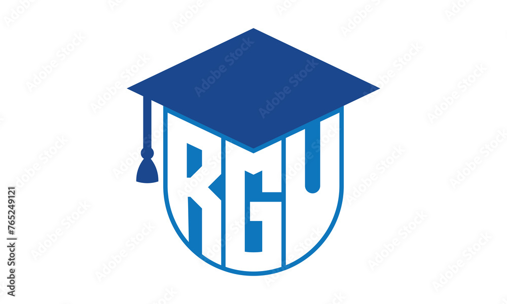 RGU initial letter academic logo design vector template. school college ...