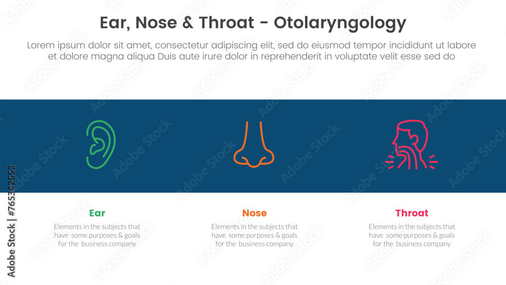 ent health treatment disease infographic 3 point stage template with ...