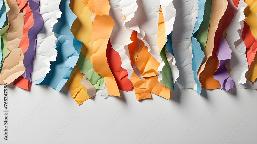 Colorful torn paper form a frame with a copyspace. AI generated image ...