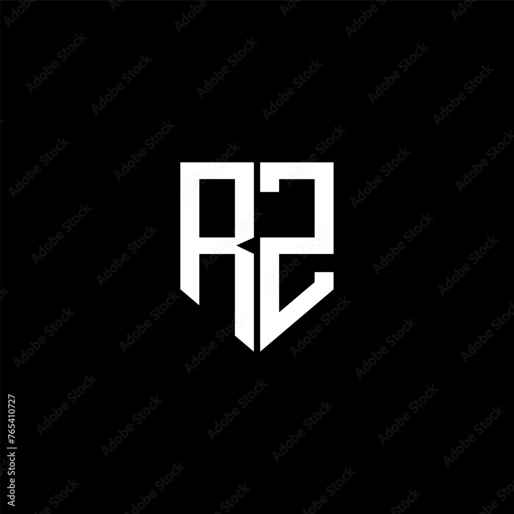 RZ letter logo design with black background in illustrator. Vector logo ...