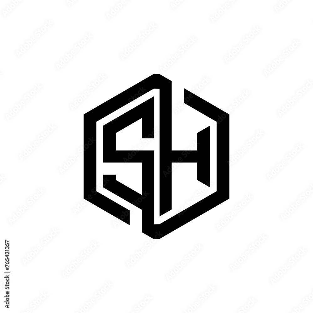 SH letter logo design in illustration. Vector logo, calligraphy designs ...