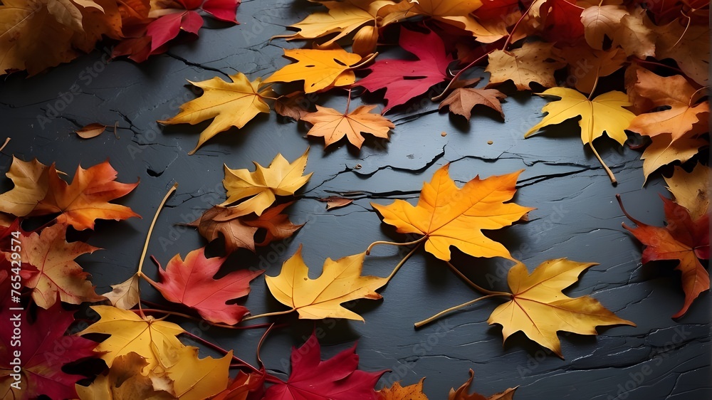 autumn leaves background, A top-down view capturing the beauty of ...