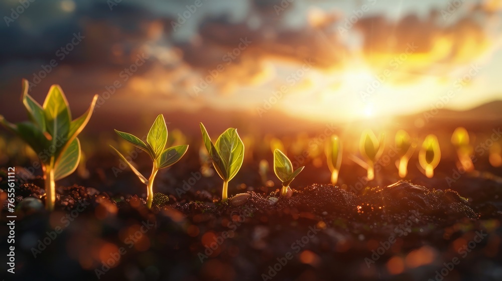 Stock-Illustration „The first light of dawn gently warms the earth, as ...