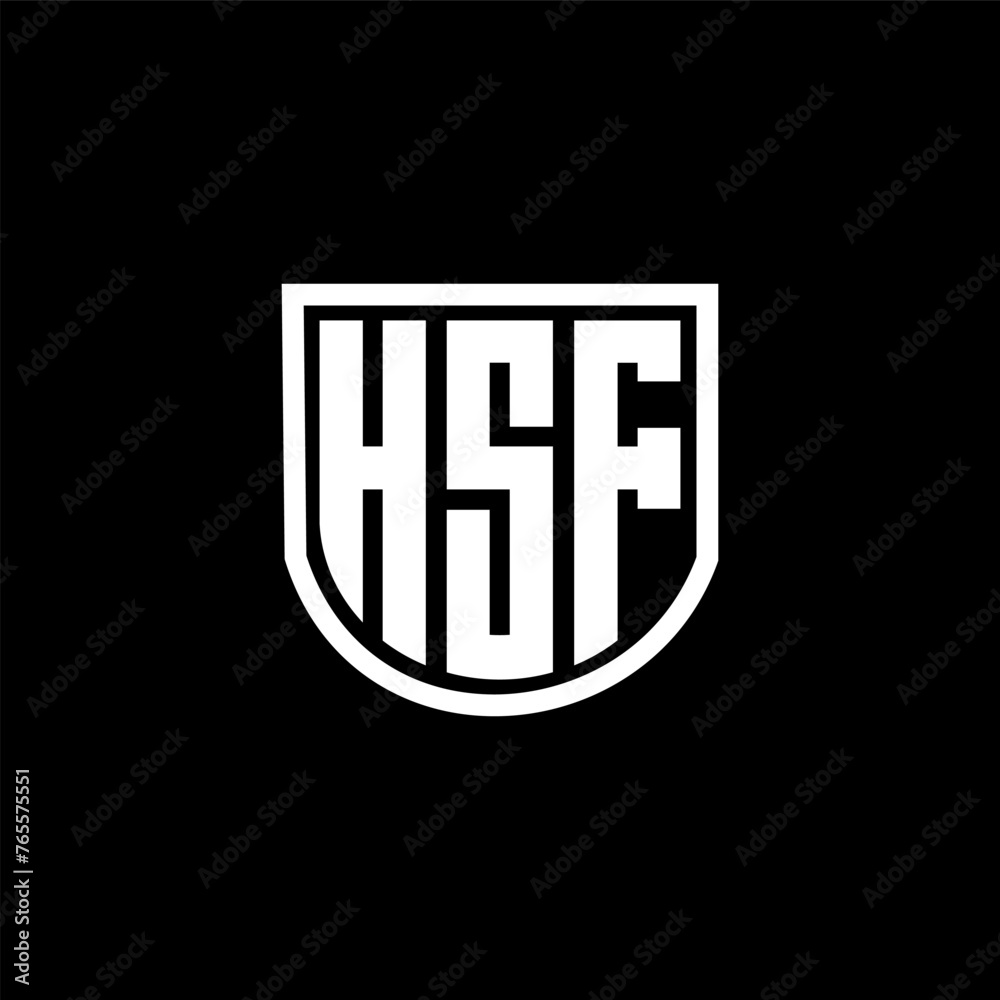 HSF letter logo design with black background in illustrator, cube logo ...